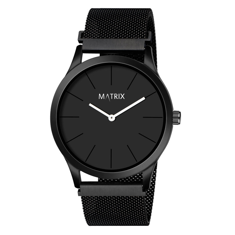 Matrix Minimalist Black Dial With Magnetic Mesh Chain Analog Watch For ...